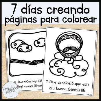 7 días de la creación para colorear Spanish Bible Lesson by Preschool