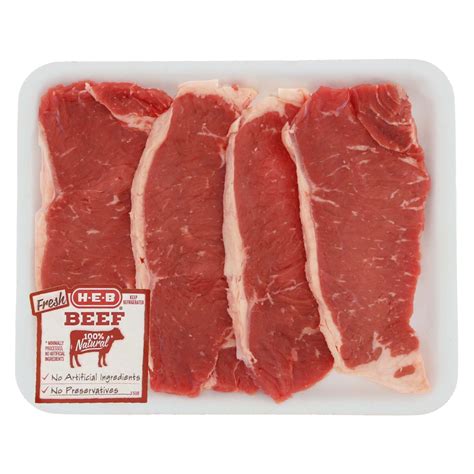 H E B Beef New York Strip Steak Boneless Thin Value Pack USDA Select