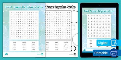 Past Tense Regular Verbs Word Search For ELL Teacher Made