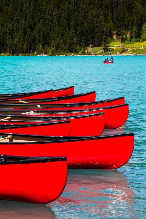 Canoes At Lake Louise Banff National Park Canada Stock Image Image