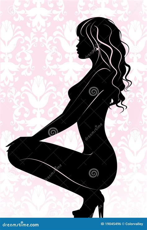 Naken Sexig Silhouette F R Flicka Vektor Illustrationer Illustration