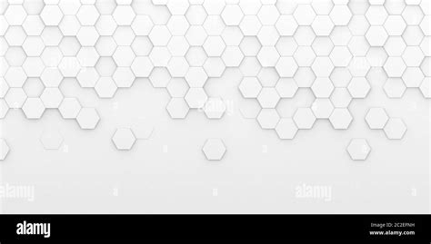 Bright White Abstract Hexagon Wallpaper Or Background 3d Render Stock