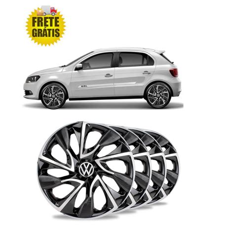 Jogo Calota Vw Gol G3 G4 G5 G6 G7 Aro 14 Emblema Resinado Escorrega