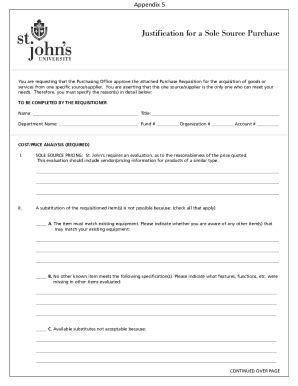 Fillable Online SOLE SOURCE JUSTIFICATION AND APPROVAL FORM Fax Email