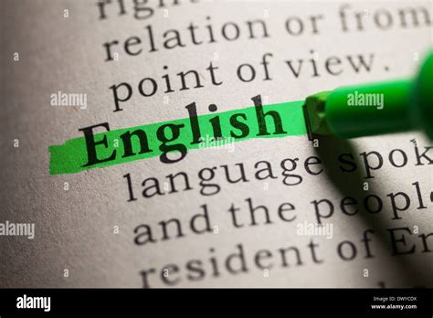 Fake Dictionary Definition Of The Word English Stock Photo Alamy
