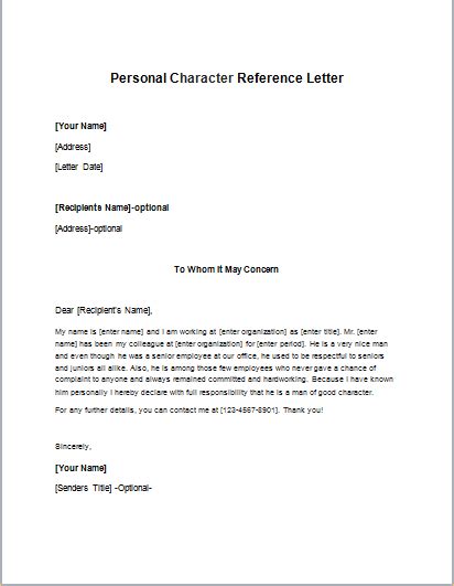 How To Write A Character Letter For Someone