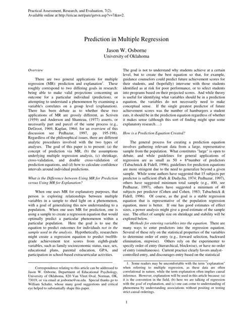 pdf prediction in multiple regression