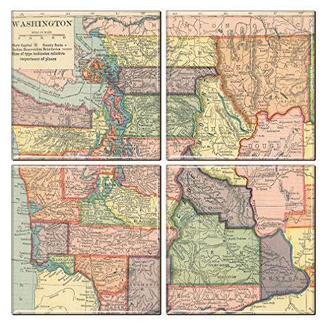 Washington State Coaster Of Vintage Map Set Of Walmart