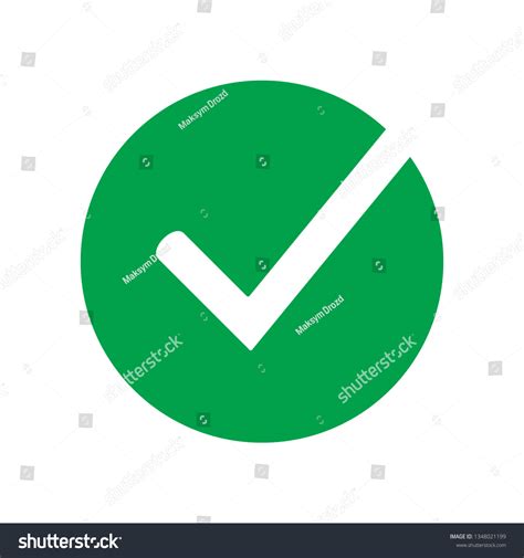 Flat Round Check Mark Green Icon Stock Vector Royalty Free 1348021199