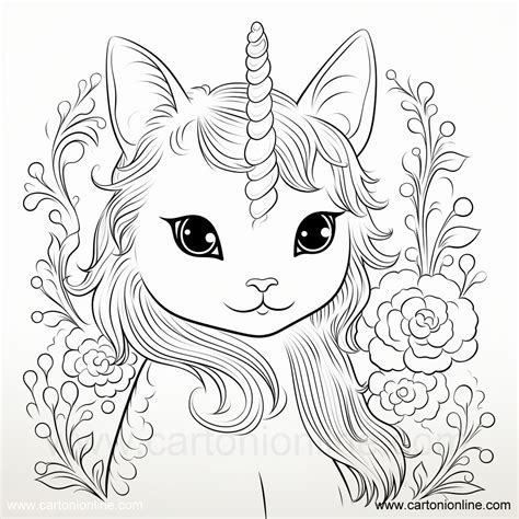 Dibujo Para Colorear De Gato Unicornio