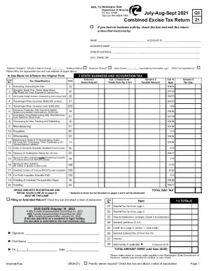 Fillable Online Dor Wa Instructions For Completing The Combined Excise