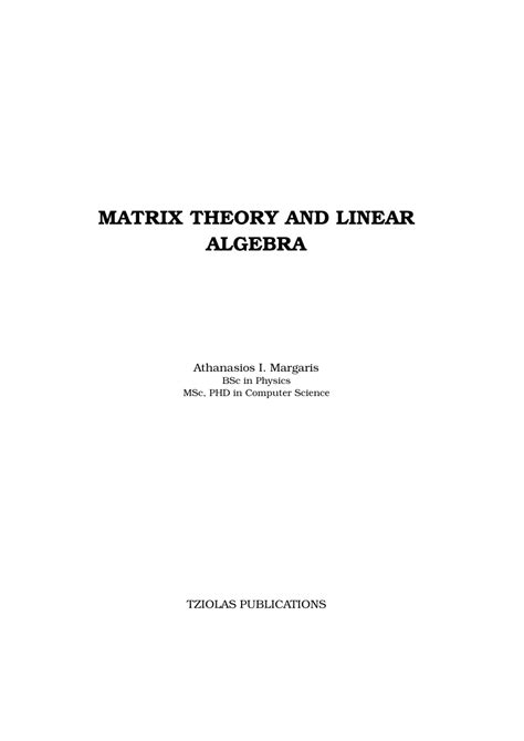 pdf matrix theory and linear algebra