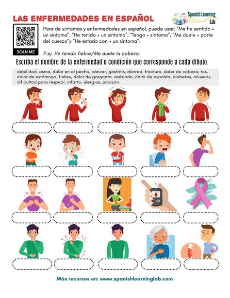 Las Enfermedades en Español Ejercicio en PDF Spanish Learning Lab