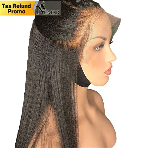 250 Density Yaki Straight 360 Lace Frontal Wigs For Black Women