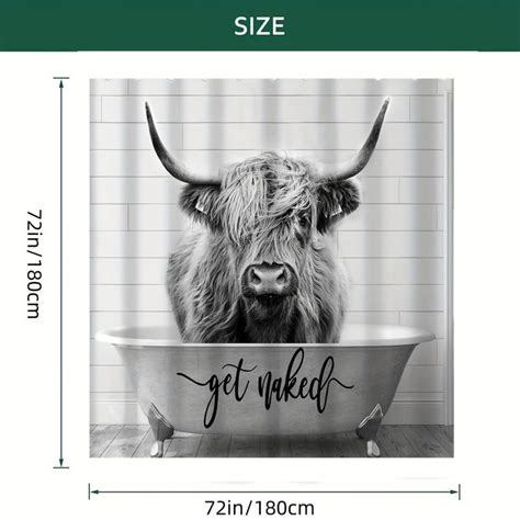 Whimsical Western Farmhouse Highland Cow Get Naked Shower Curtain Set