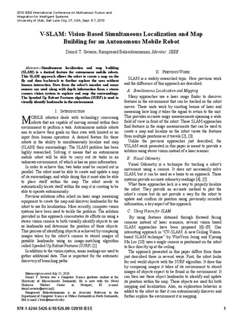 v slam vision based simultaneous localization and map building for an autonomous mobile robot