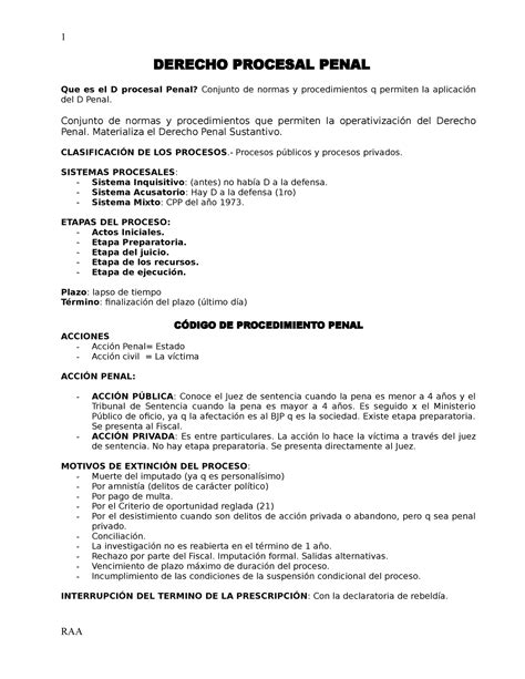 Procesal Penal Apuntes De La Materia DERECHO PROCESAL PENAL Que Es