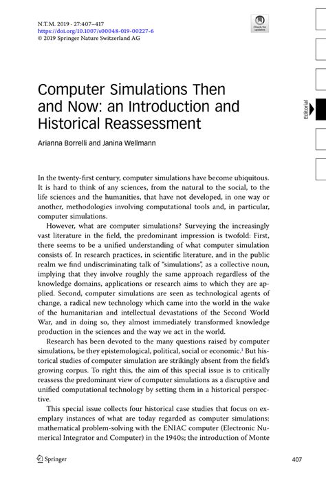 pdf computer simulations then and now an introduction and historical reassessment