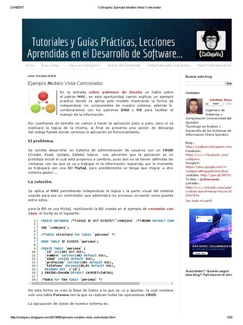 ejemplo modelo vista controlador codejavu pdf modelo vista controlador java