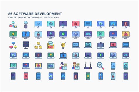 Software Development Icon Set Design Cuts