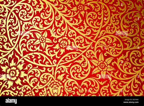 Thai Art Pattern Old Style The Wall In The Temple Stock Photo Alamy