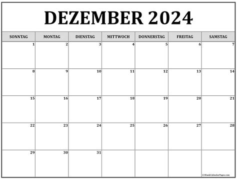 Dezember 2024 Kalender Auf Deutsch Kalender 2024