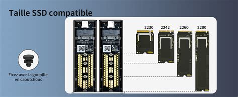 GiGimundo Boîtier SSD M 2 NVMe Dual Bay USB 3 2 Gen 2 Type C Boîtier