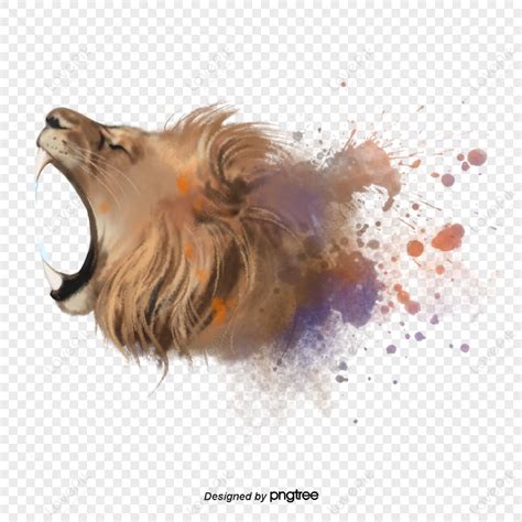 Roaring Splash Lion Head Elements King Of The Forest Paint Splatter