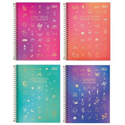 Caderno Espiral Colegial Médio 1 Matéria 80 Folhas Capa Dura Doodles