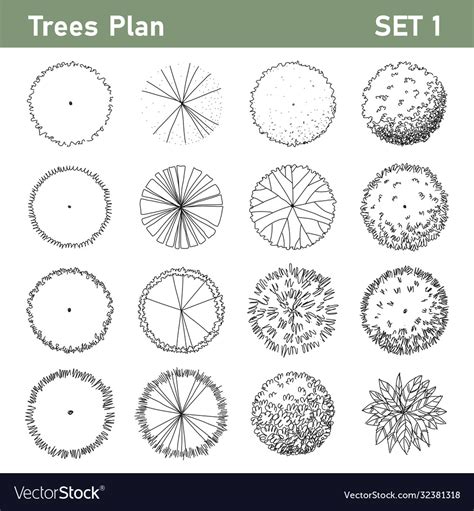 Tree Plan Top View For Landscape Set 1 Royalty Free Vector