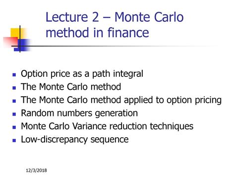 lecture 2 monte carlo method in finance ppt download