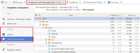 yourkit java profiler help comparing memory snapshots