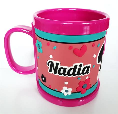 Kubek imienny dla dziecka JAWI Myszka Minnie Nadia różowo turkusowy