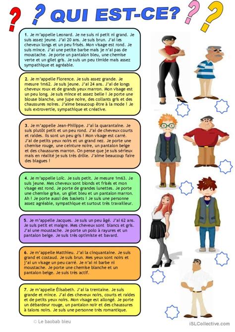 Compréhension écrite La description Français FLE fiches pedagogiques