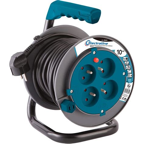 Electraline 208611 Rallonge Prolongateur électrique 10 m avec enrouleur