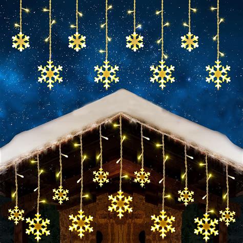 IShabao Luci Natale Con 12 Fiocchi Di Neve Per Finestra 168 LED Catena