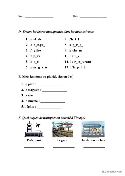 Les lieux endroits 2 pratique de l Français FLE fiches pedagogiques
