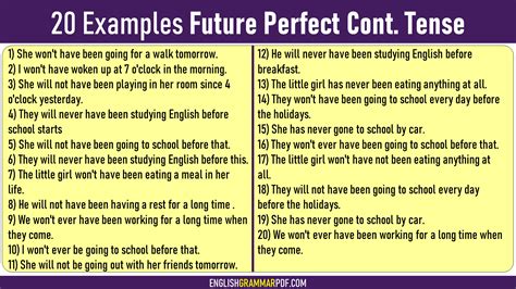 20 Examples Of Future Perfect Continuous Tense Printable Templates Free