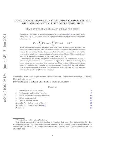 pdf l p regularity theory for even order elliptic systems with antisymmetric first order