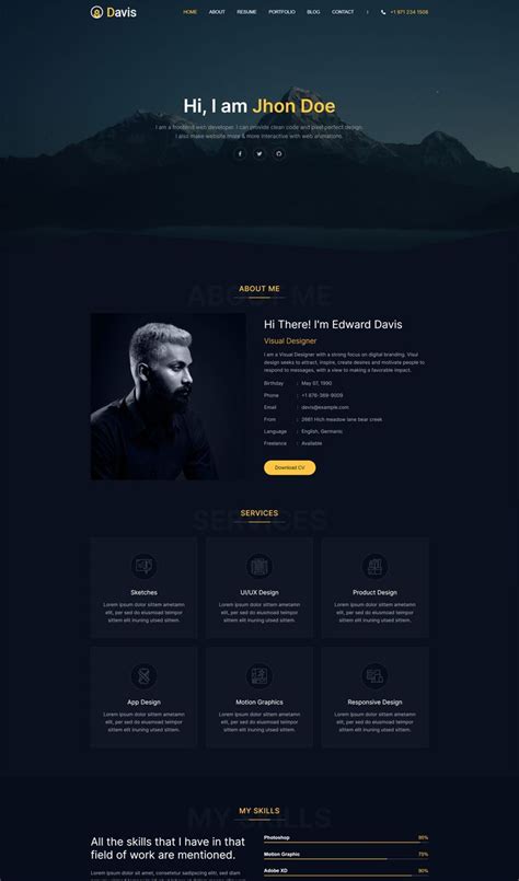 Personal Portfolio HTML Website Template Web Developer Portfolio