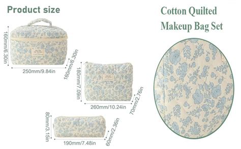 Amazon Dkieuyu 3 Pcs Cotton Quilted Makeup Bag Set Floral Makeup