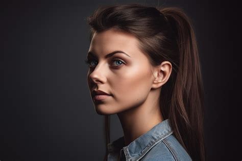 Premium AI Image Closeup Of A Beautiful Brunette Woman With Her Hair