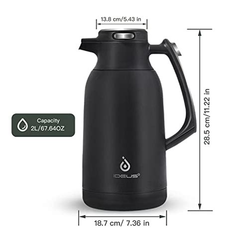 IDEUS 68 Oz Stainless Steel Thermal Coffee Carafe Double Wall