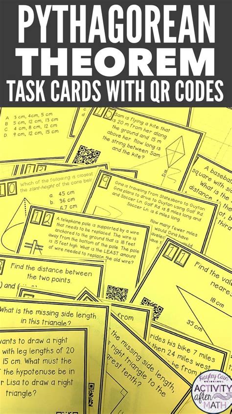 Pythagorean Theorem Task Cards With QR Codes Students Will Practice