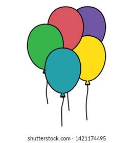 Three Colorful Balloons Icon Cartoon Illustration Stock Vector Royalty