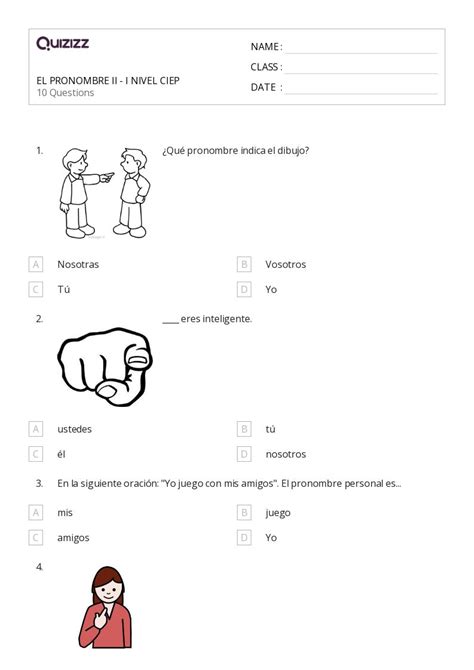 Pronombres Posesivos Hojas De Trabajo Para Grado En Quizizz