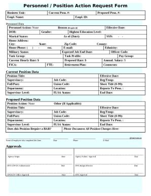 Personnel Position Action Doc Template PdfFiller