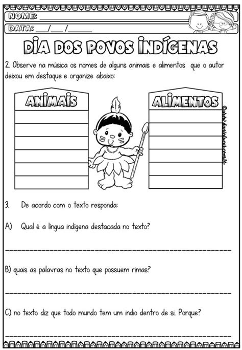 Atividades Dia do Índio 4º ano