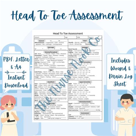 Head To Toe Assessment Nursing Template Patient Assessment Sheet Nurse