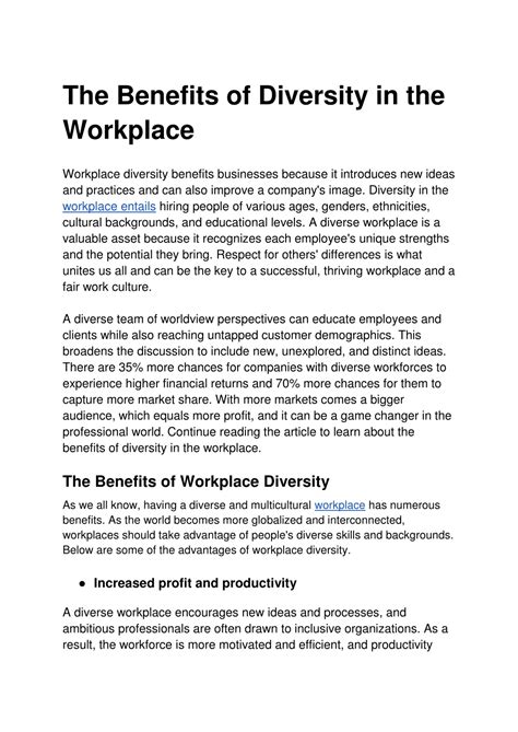 PPT The Benefits Of Diversity In The Workplace PowerPoint